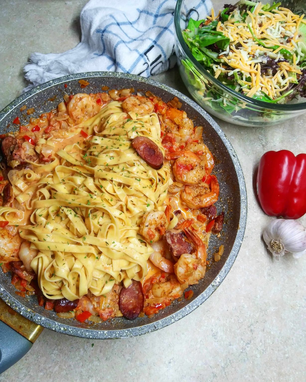 Cajun Shrimp and Sausage Pasta - Ladle and Grain
