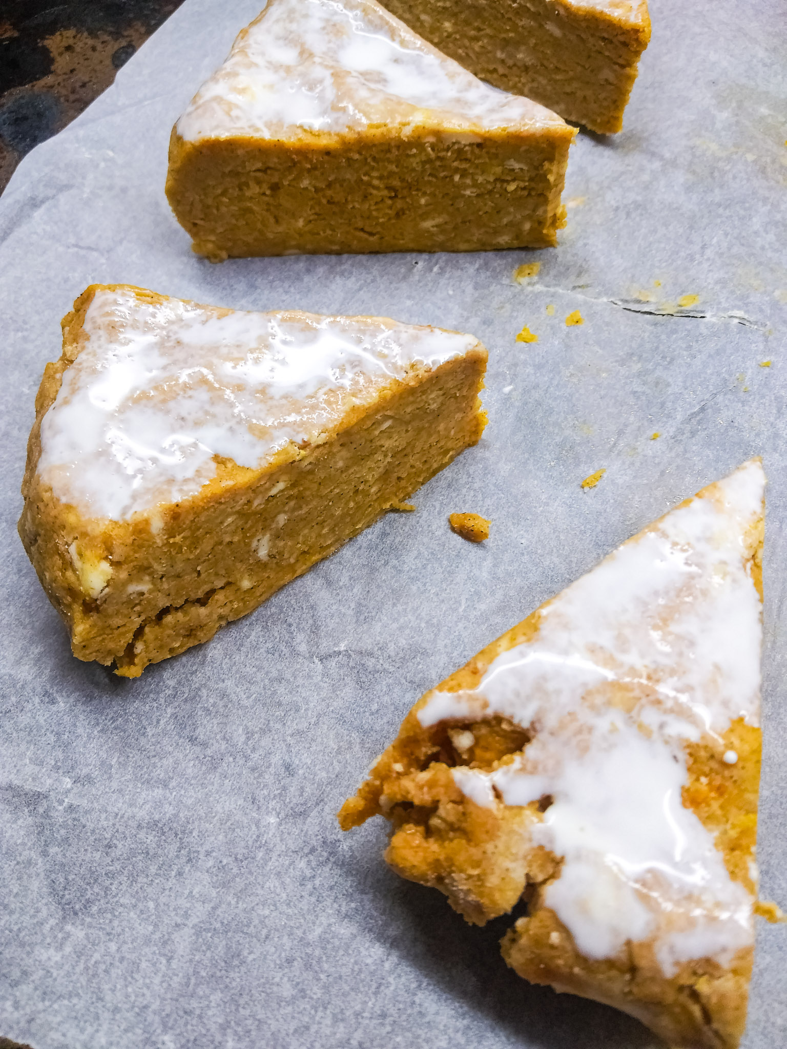 Pumpkin Scones with Maple Icing, Pepitas and Nuts - Ladle and Grain