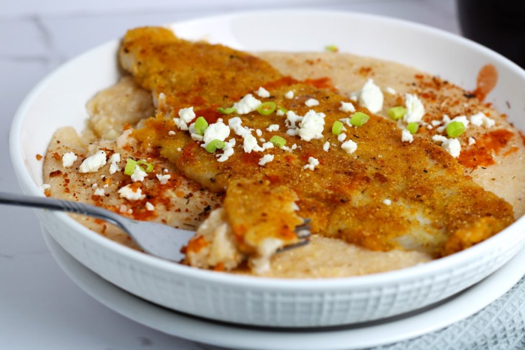 Crispy Fish & Cheese Grits